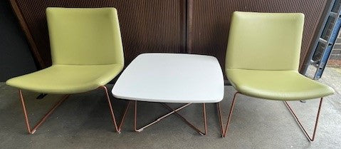 Connection Low Coffee Table + Leather Chairs – Park Royal Office Furniture
