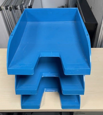 Blue 3 Tier In Out Tray With Risers – Park Royal Office Furniture