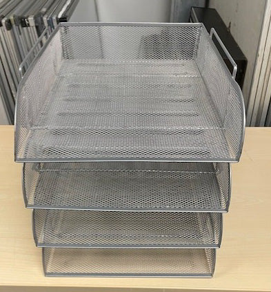 Silver Mesh Curved 4 Tier In Out Tray – Park Royal Office Furniture