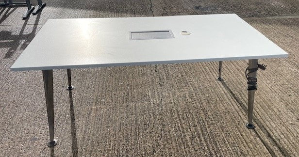 White Boardroom Table With Cable Managment – Park Royal Office Furniture